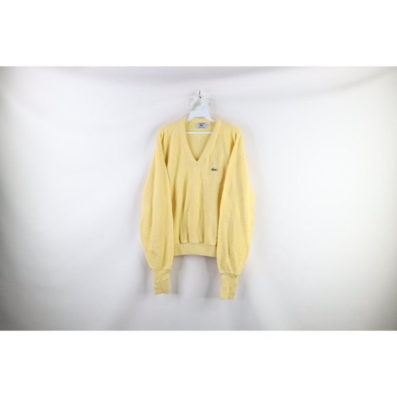 Lacoste | Sweaters | Vintage 8s Izod Lacoste Mens Xl Distressed Croc Logo Knit Vneck Sweater Usa ...